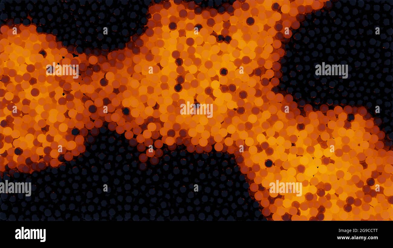 Countless particles forming a structure that imitates a flow of lava ...