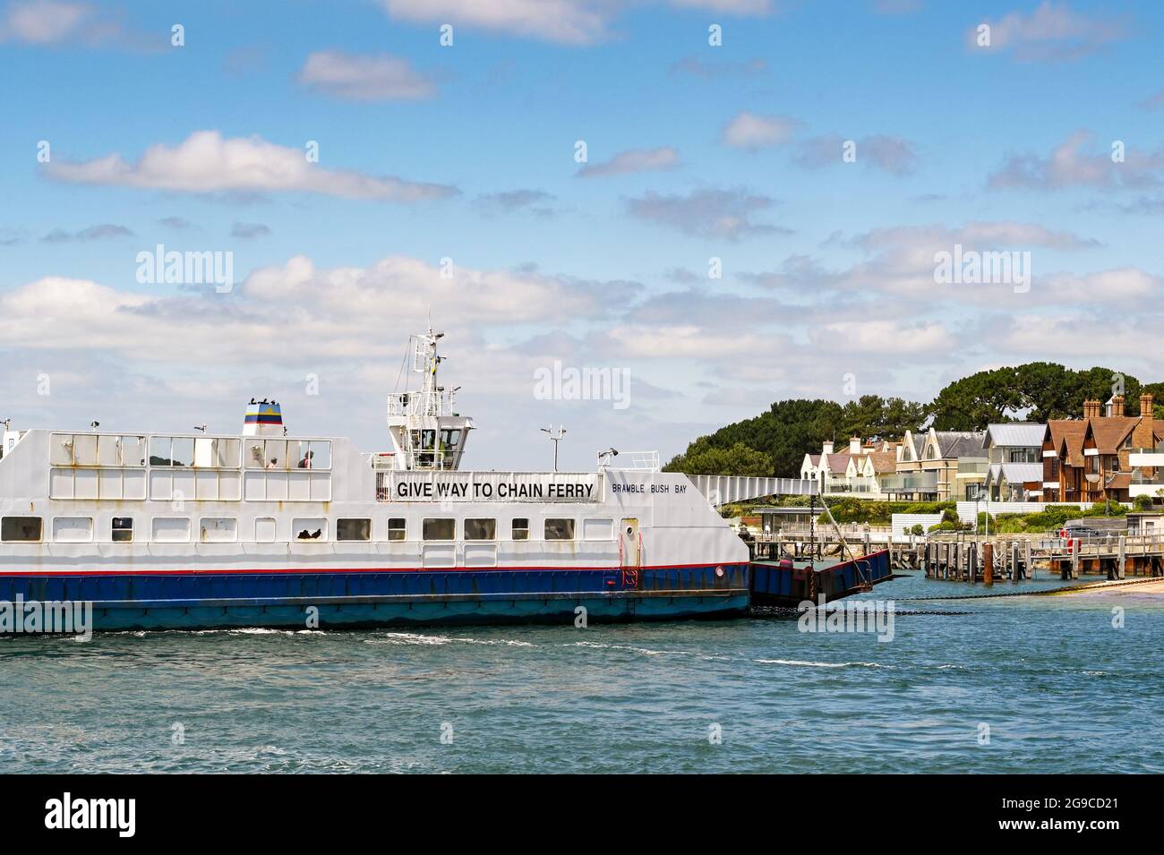 Poole, Dorset, England - June 2021: Chain ferry which crosses the ...
