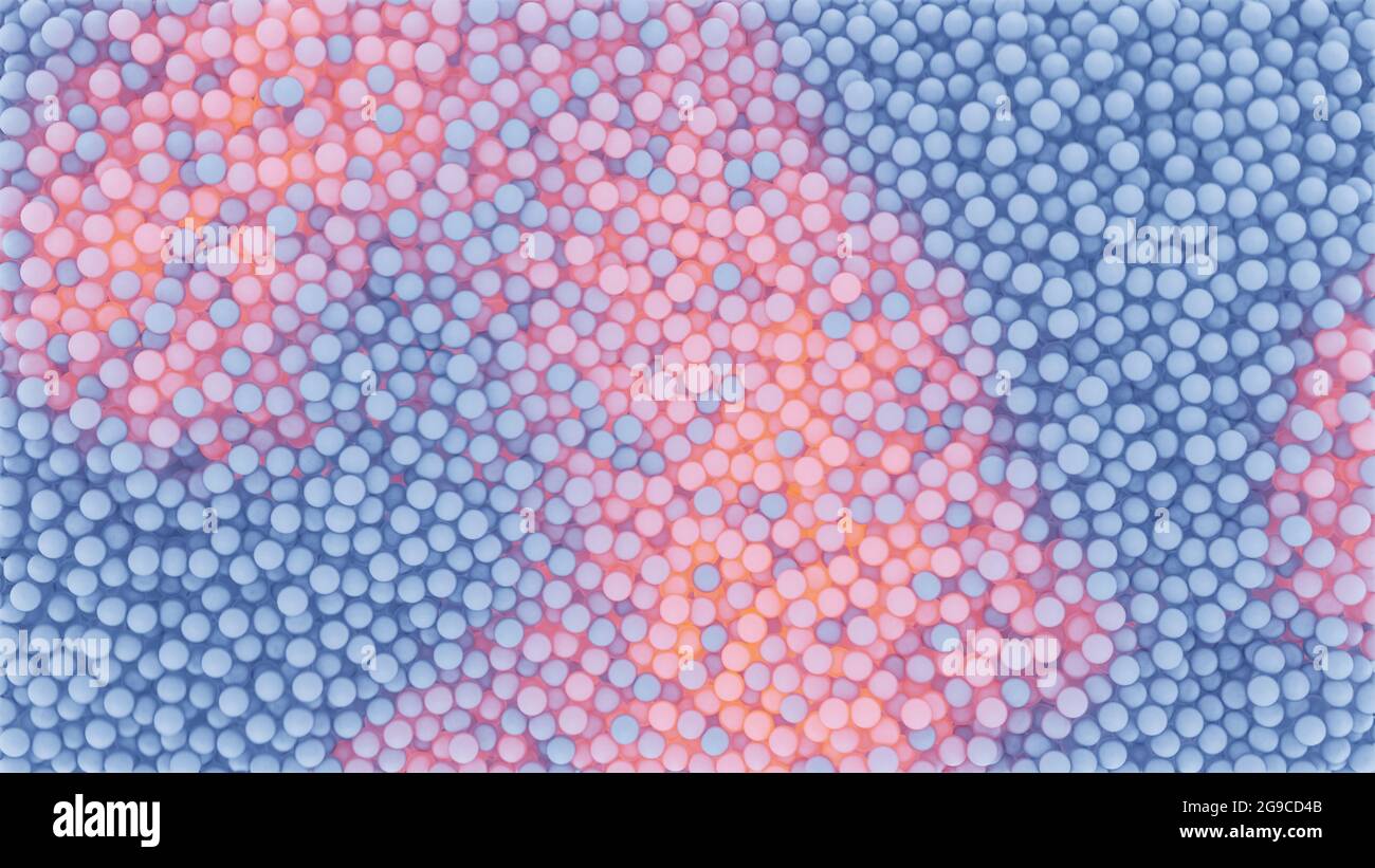 A flow of thousands of particles mixing with each other. 3D ...