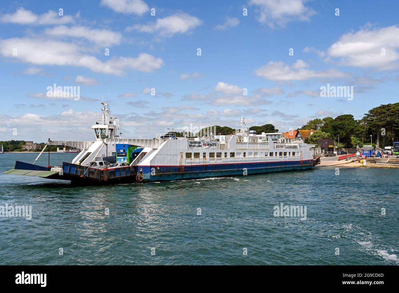 Poole, Dorset, England - June 2021: Chain ferry which crosses the ...