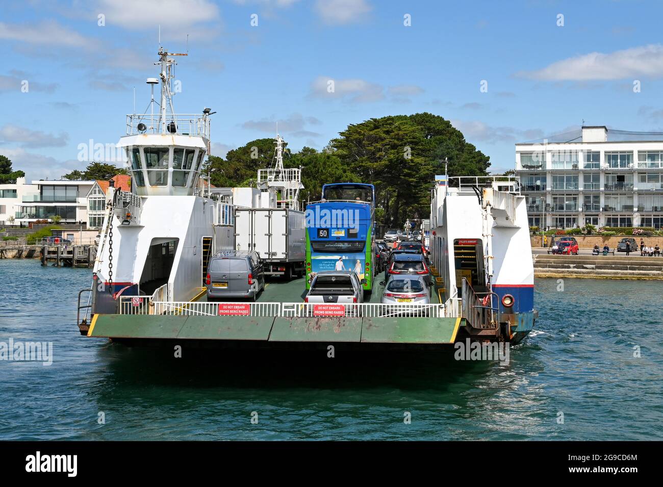 Poole, Dorset, England - June 2021: Chain ferry which crosses the ...