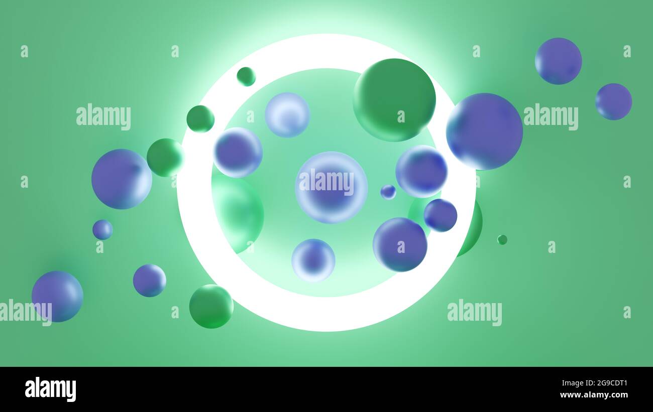 Green and purple floating sphere. Abstract 3D illustration Stock Photo ...
