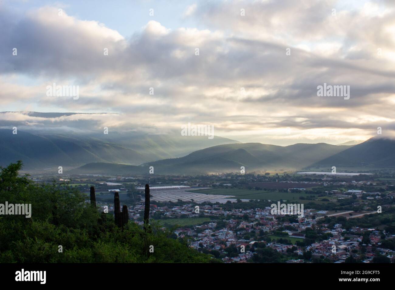 A beautiful aerial shot during sunrise in Autlan de Navarro, Jalisco ...