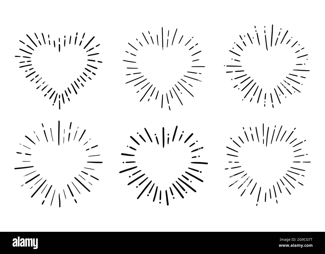 Heart shape burst. Hand drawn sketch style. Heart vector illustration ...