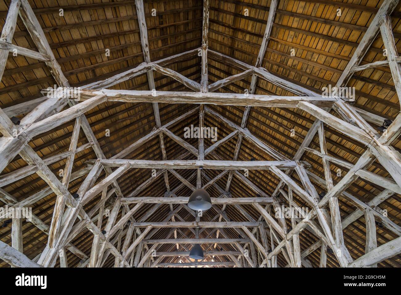 17th century timber-framed market hall in Richelieu, Indre-et-Loire ...