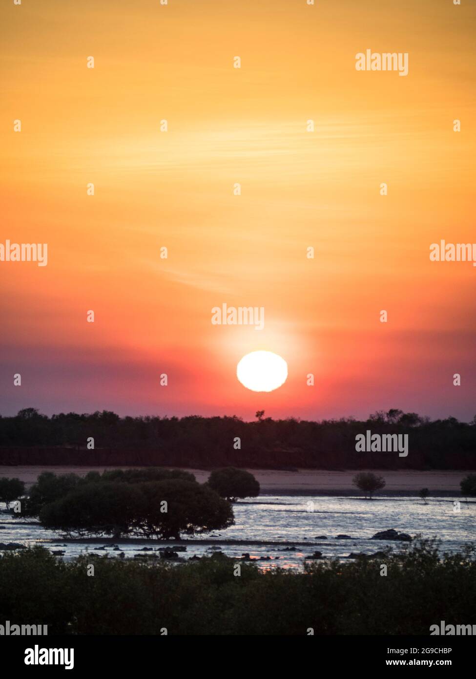 Sunrise over mangroves on Roebuck Bay near Broome, Kimberley, Western ...