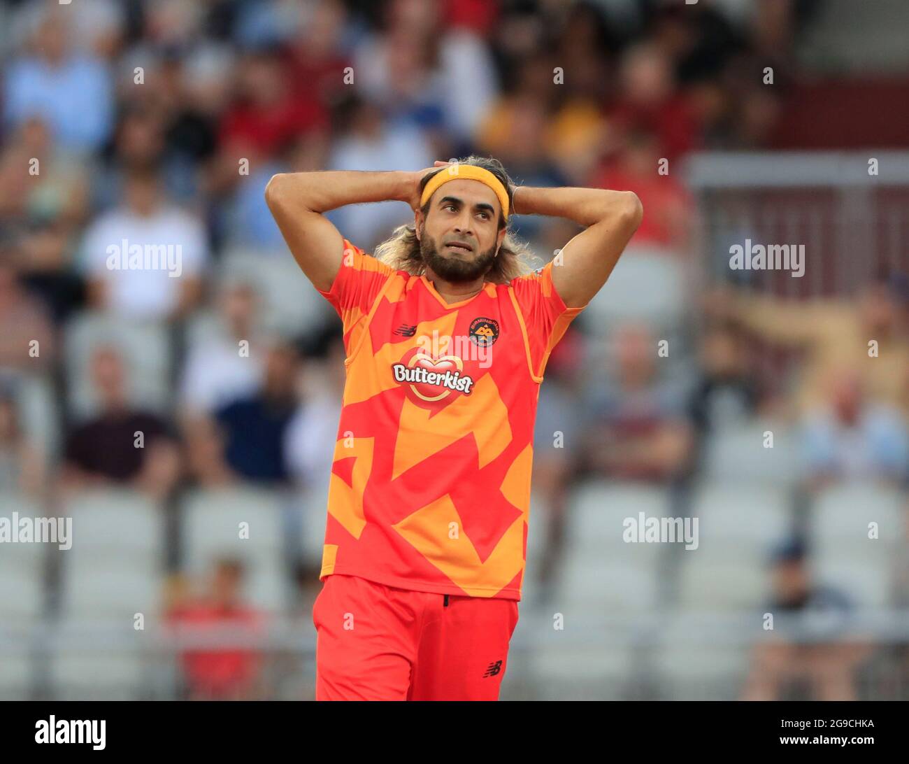 Imran Tahir of Birmingham Phoenix rues a missed chance Stock Photo - Alamy