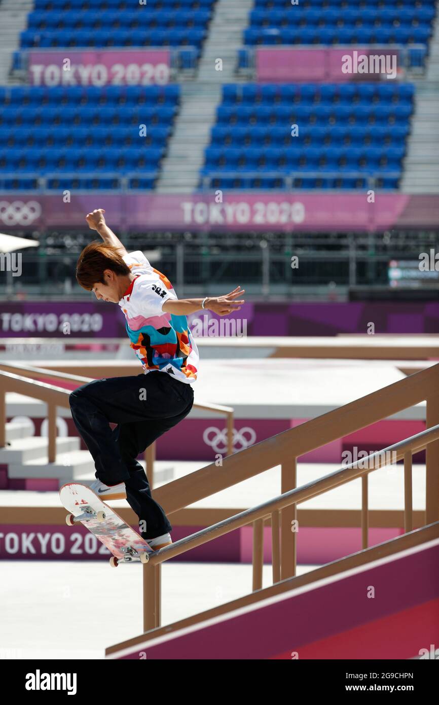 Tokyo, Japan. 25th July, 2021. Yuto Horigome (JPN) competes in mens ...
