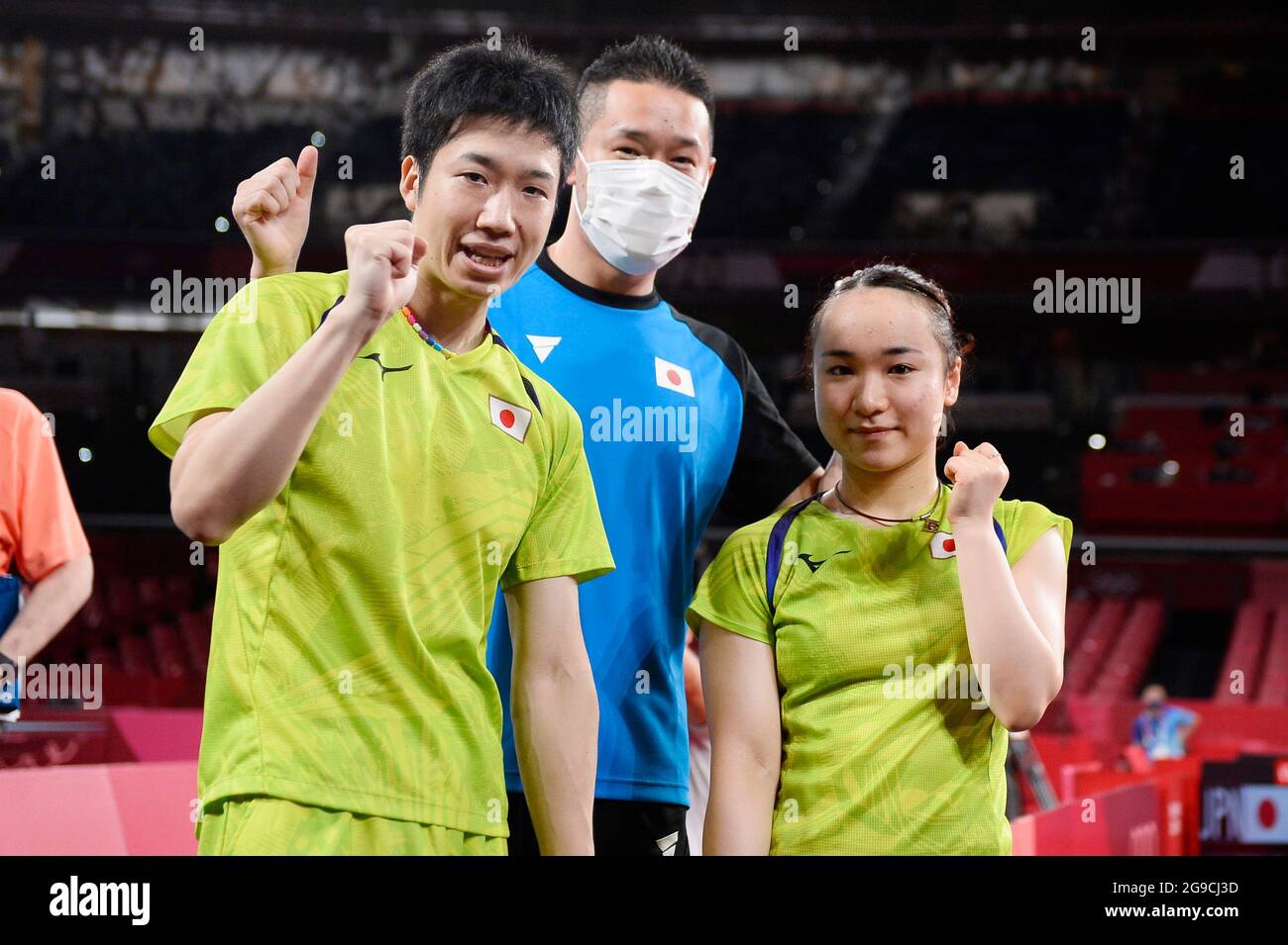 Tokyo, Japan. 25th July, 2021. Mima Ito (JPN), Jun Mizutani (JPN), July ...