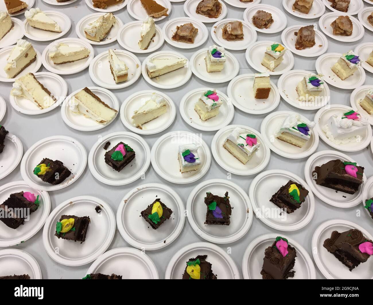 Church bazaar covered dish supper desserts. Assorted slices of cake on ...