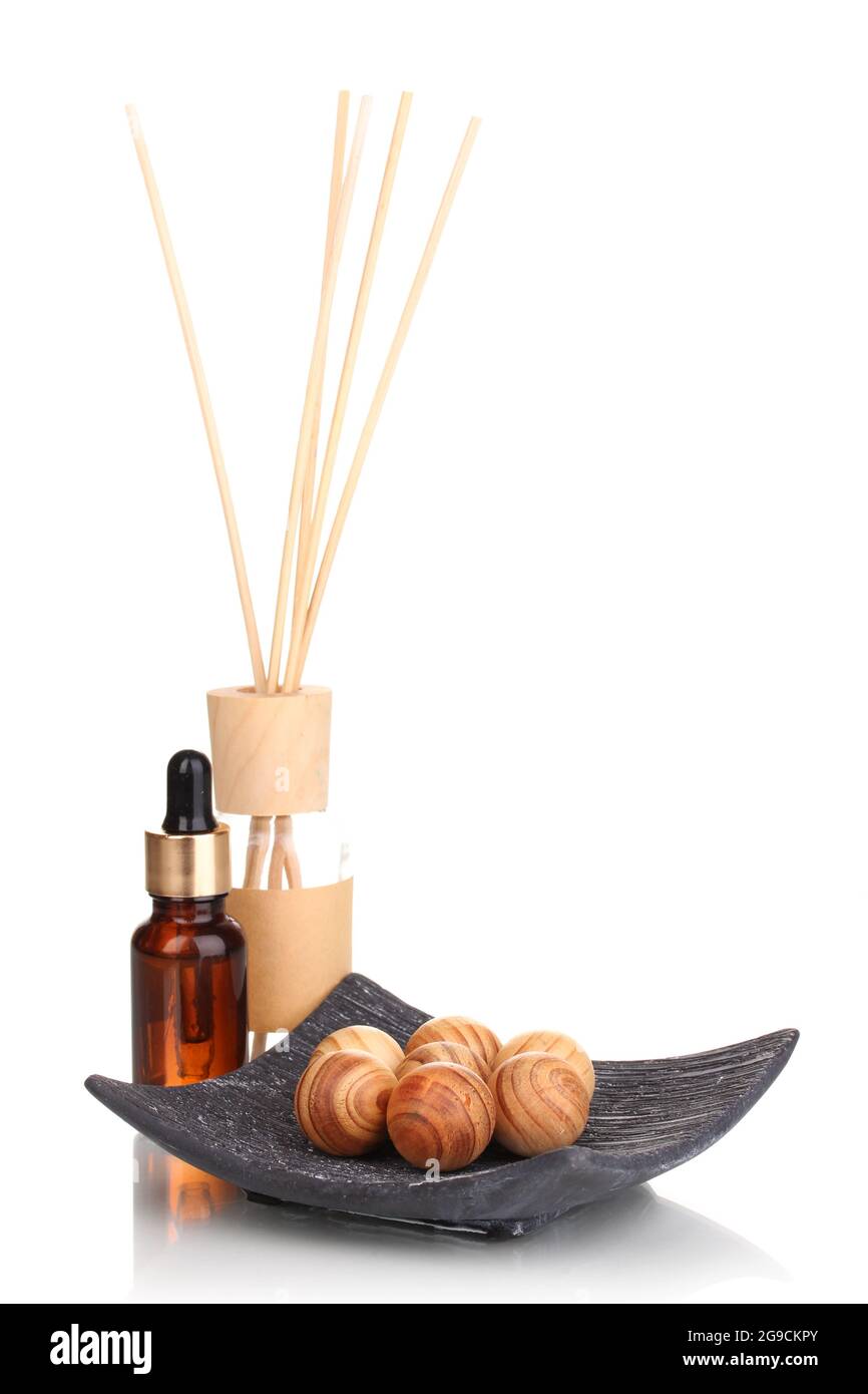 aromatherapy setting isolated on white Stock Photo - Alamy