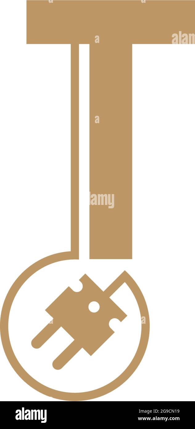 Power cable forming letter T logo icon template vector Stock Vector ...