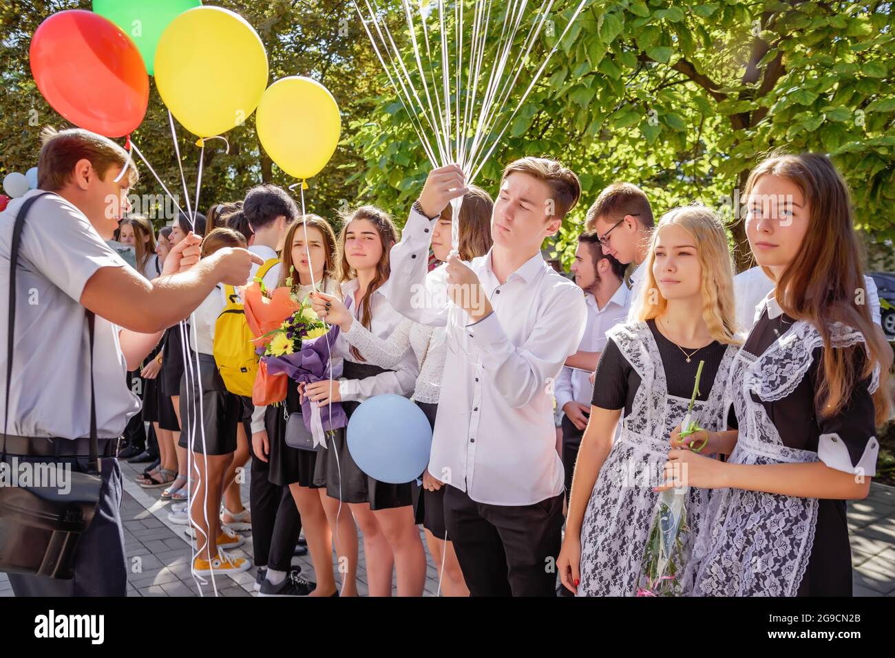 Kerch Russia - September 1, 2020 - children go to school, first bell ...