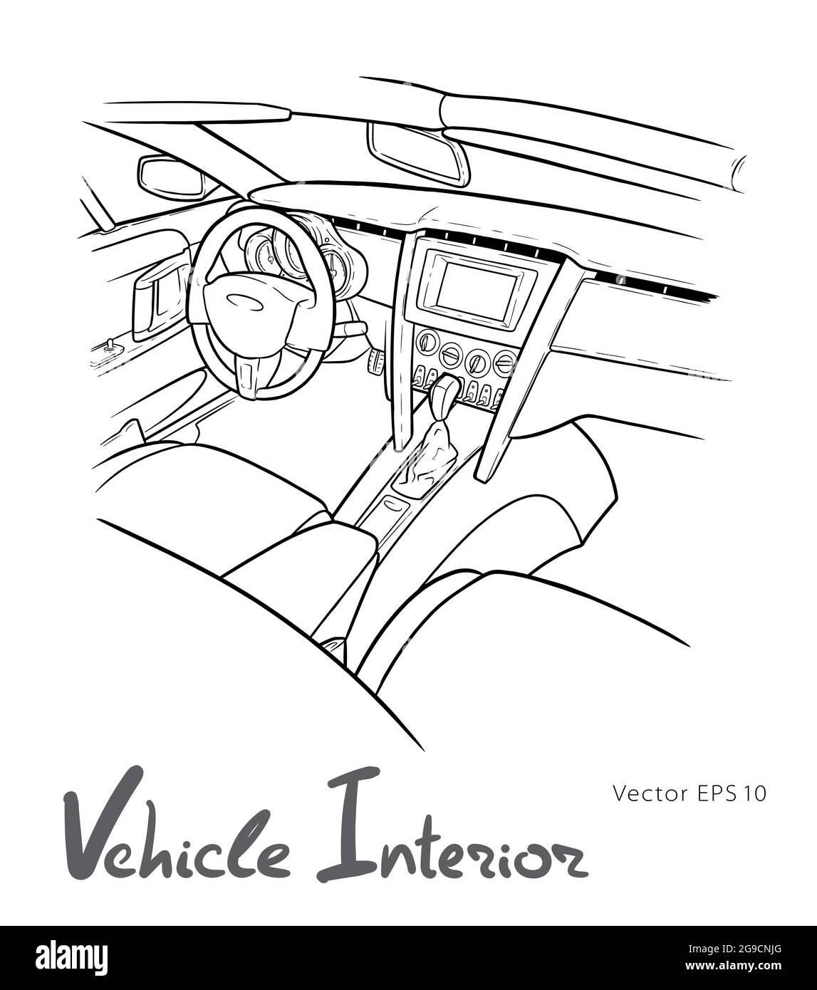 The machine inside. The interior of the vehicle. Vector illustration of ...