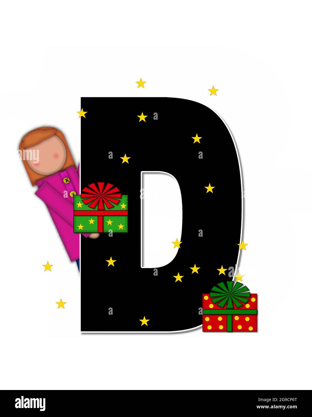 The letter D, in the alphabet set "Children Christmas Gift" is black ...