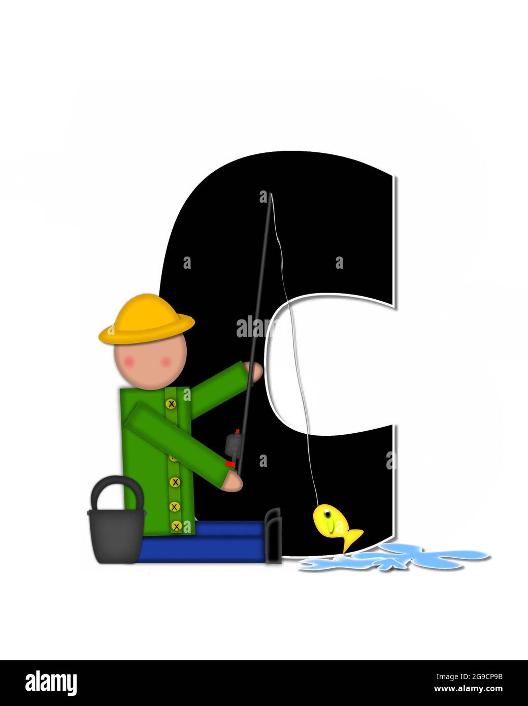 The letter C, in the alphabet set "Children Gone Fishing," is black ...