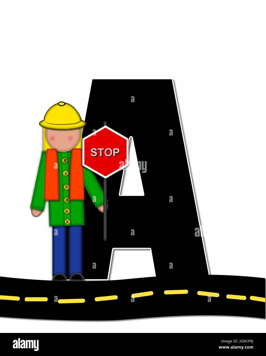 The letter A, in the alphabet set "Children Highway Construction," is ...