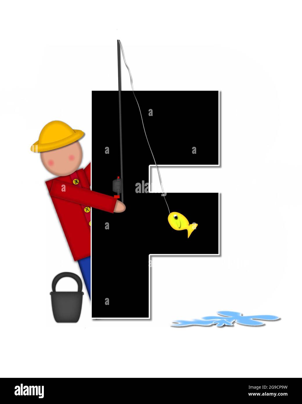 The letter F, in the alphabet set "Children Gone Fishing," is black ...