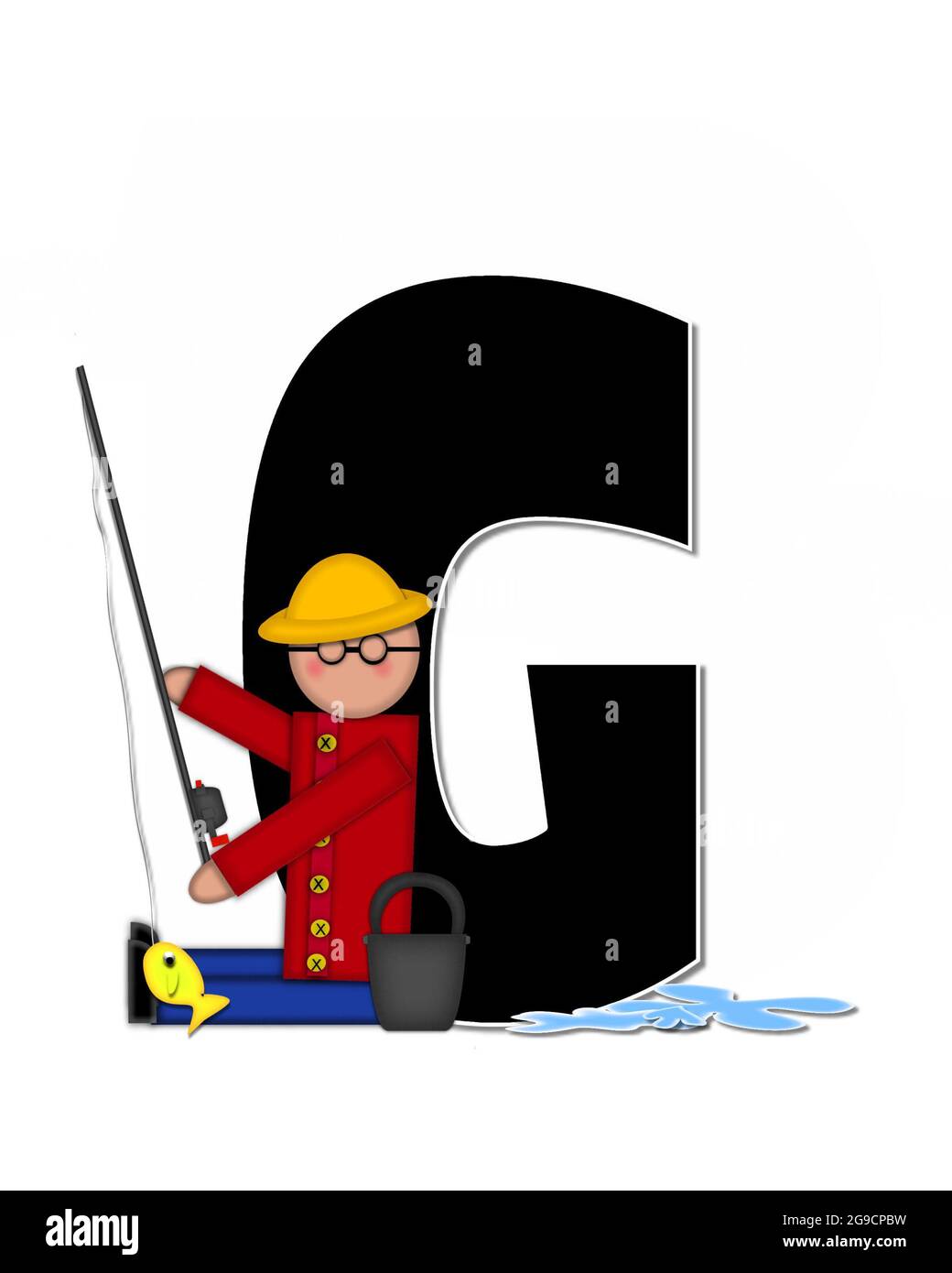 The letter G, in the alphabet set "Children Gone Fishing," is black ...