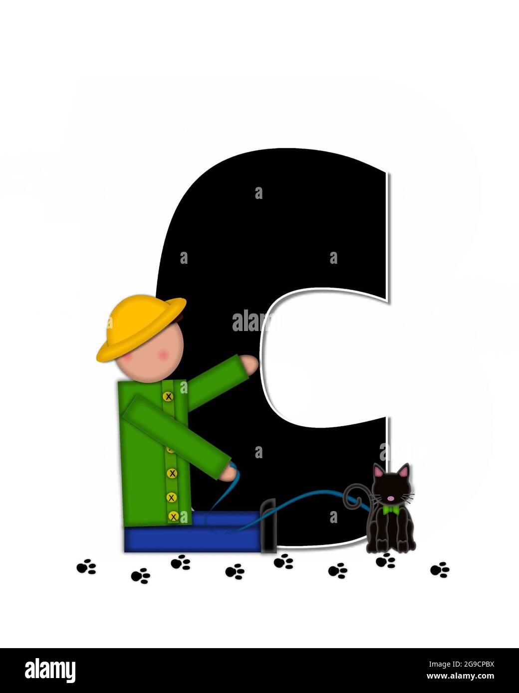 The letter C, in alphabet set "Children My Pets" is black. Letters are ...