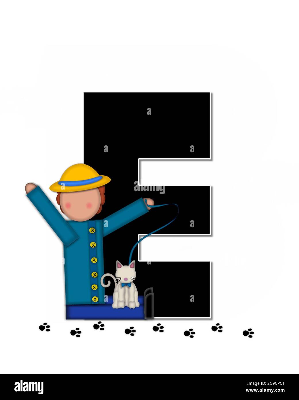 The letter E, in alphabet set "Children My Pets" is black. Letters are ...