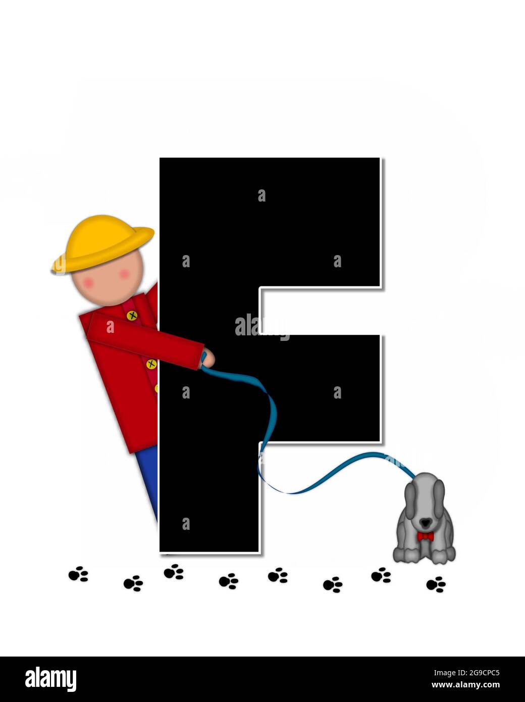 The letter F, in alphabet set "Children My Pets" is black. Letters are ...