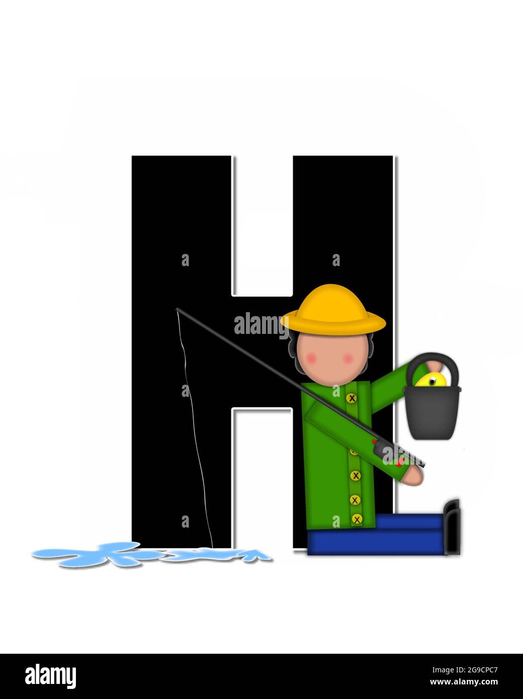 The letter H, in the alphabet set "Children Gone Fishing," is black ...
