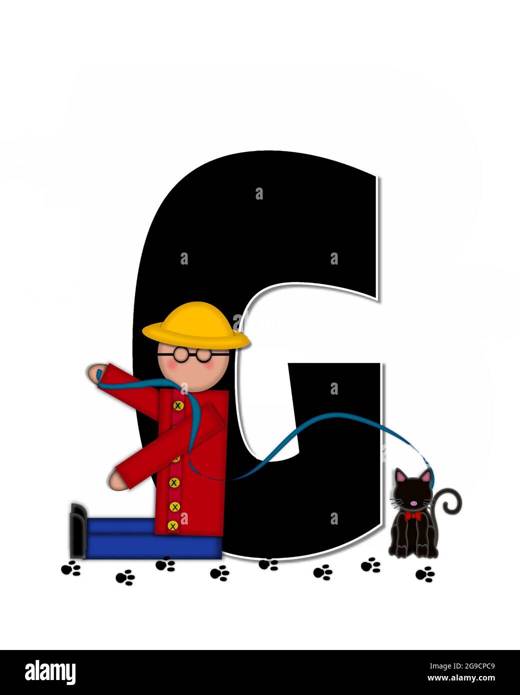 The letter G, in alphabet set "Children My Pets" is black. Letters are ...