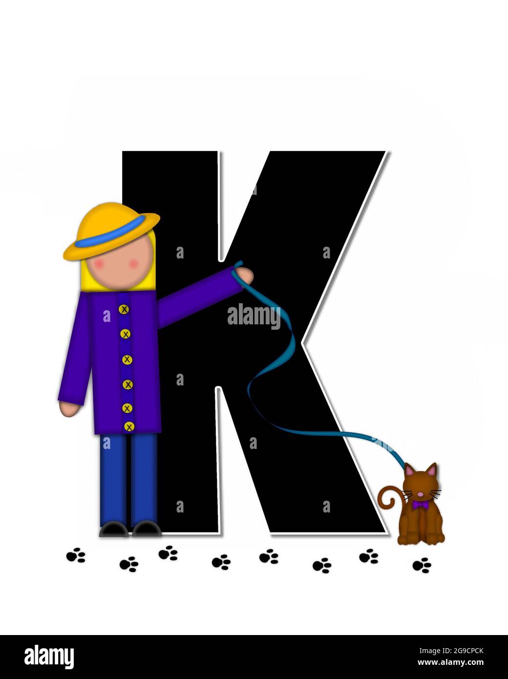 The letter K, in alphabet set "Children My Pets" is black. Letters are ...