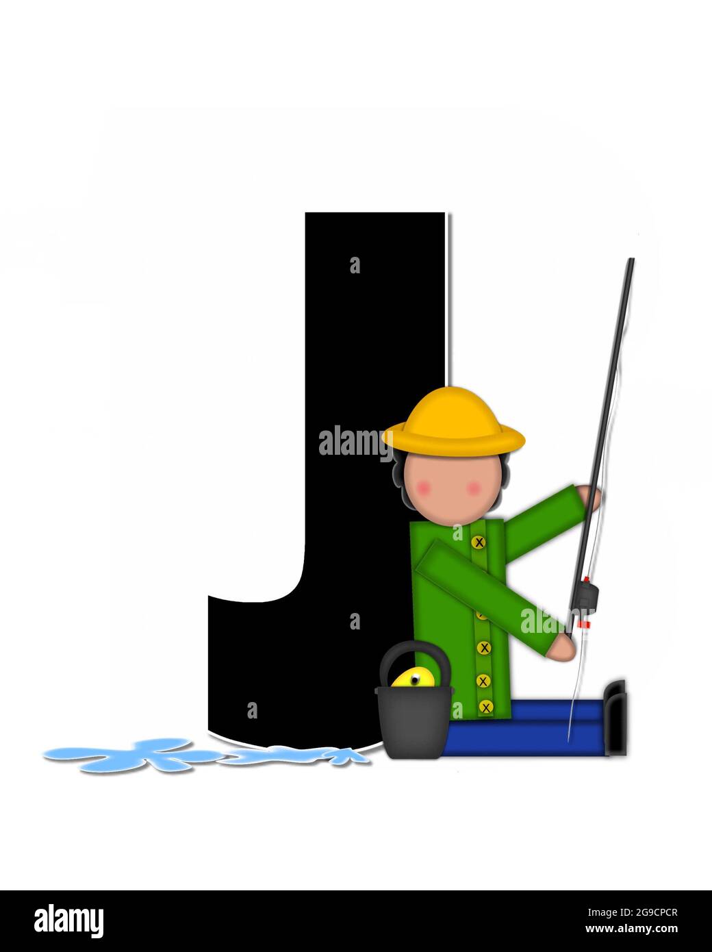The letter J, in the alphabet set "Children Gone Fishing," is black ...