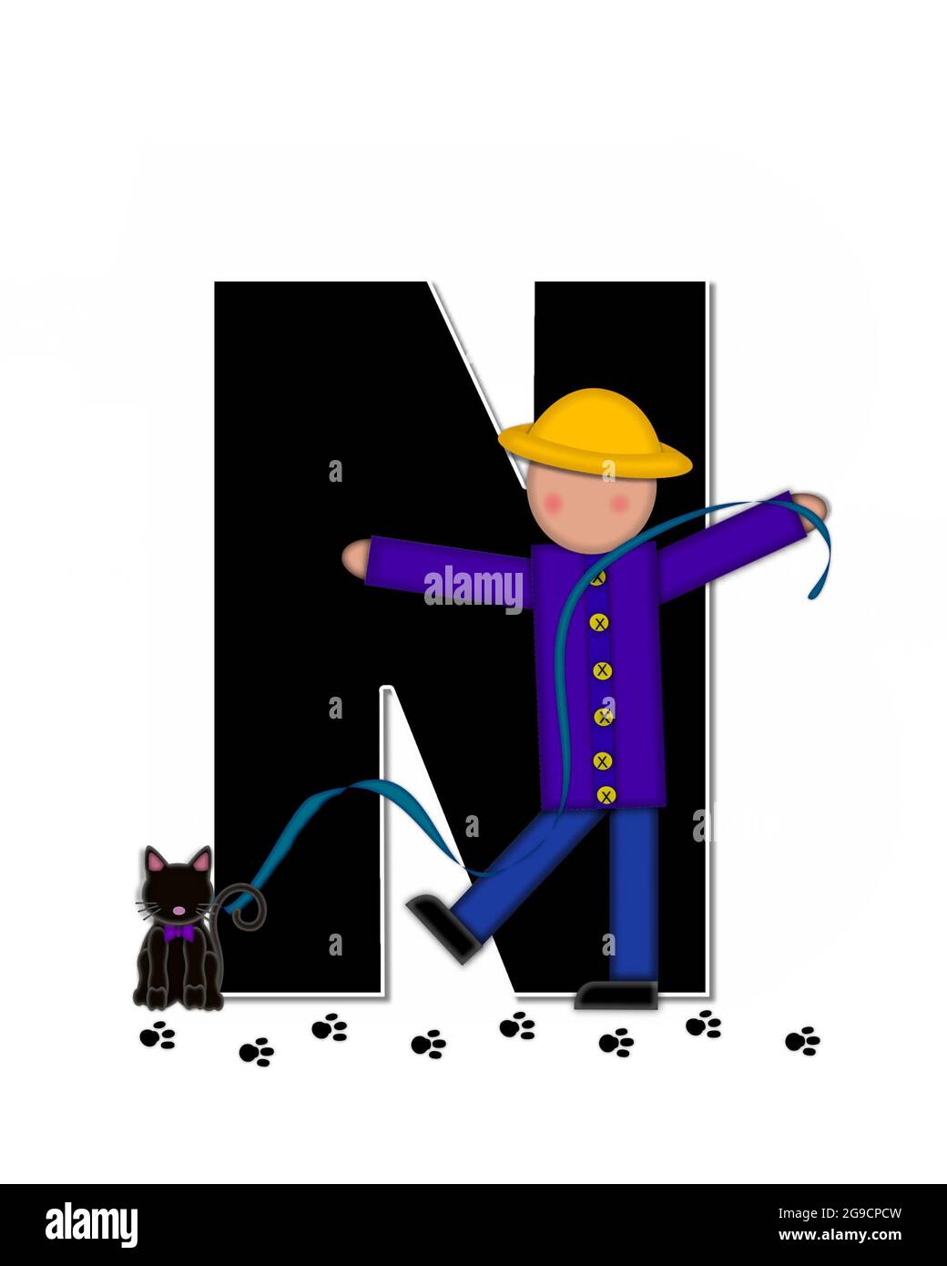 The letter N, in alphabet set "Children My Pets" is black. Letters are ...