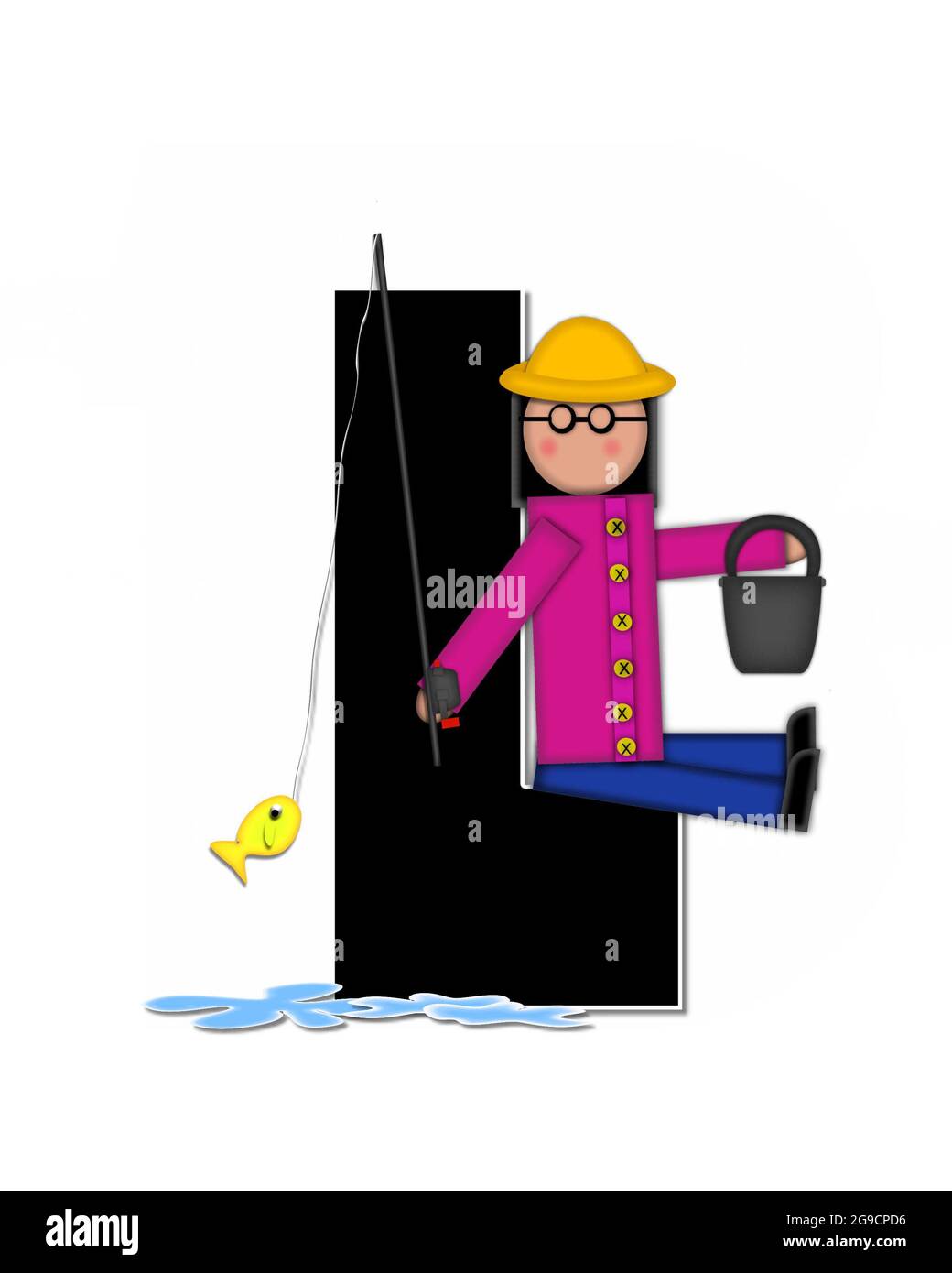 The letter L, in the alphabet set "Children Gone Fishing," is black ...
