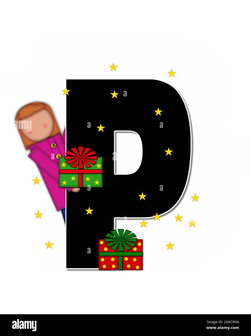 The letter P, in the alphabet set "Children Christmas Gift" is black ...