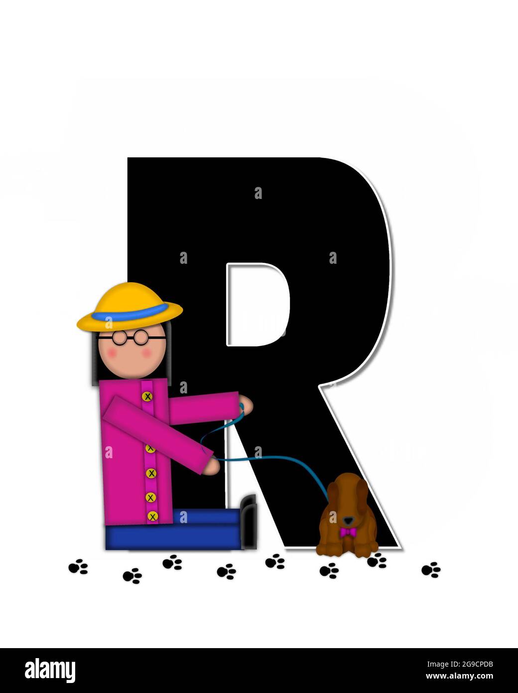 The letter R, in alphabet set "Children My Pets" is black. Letters are ...