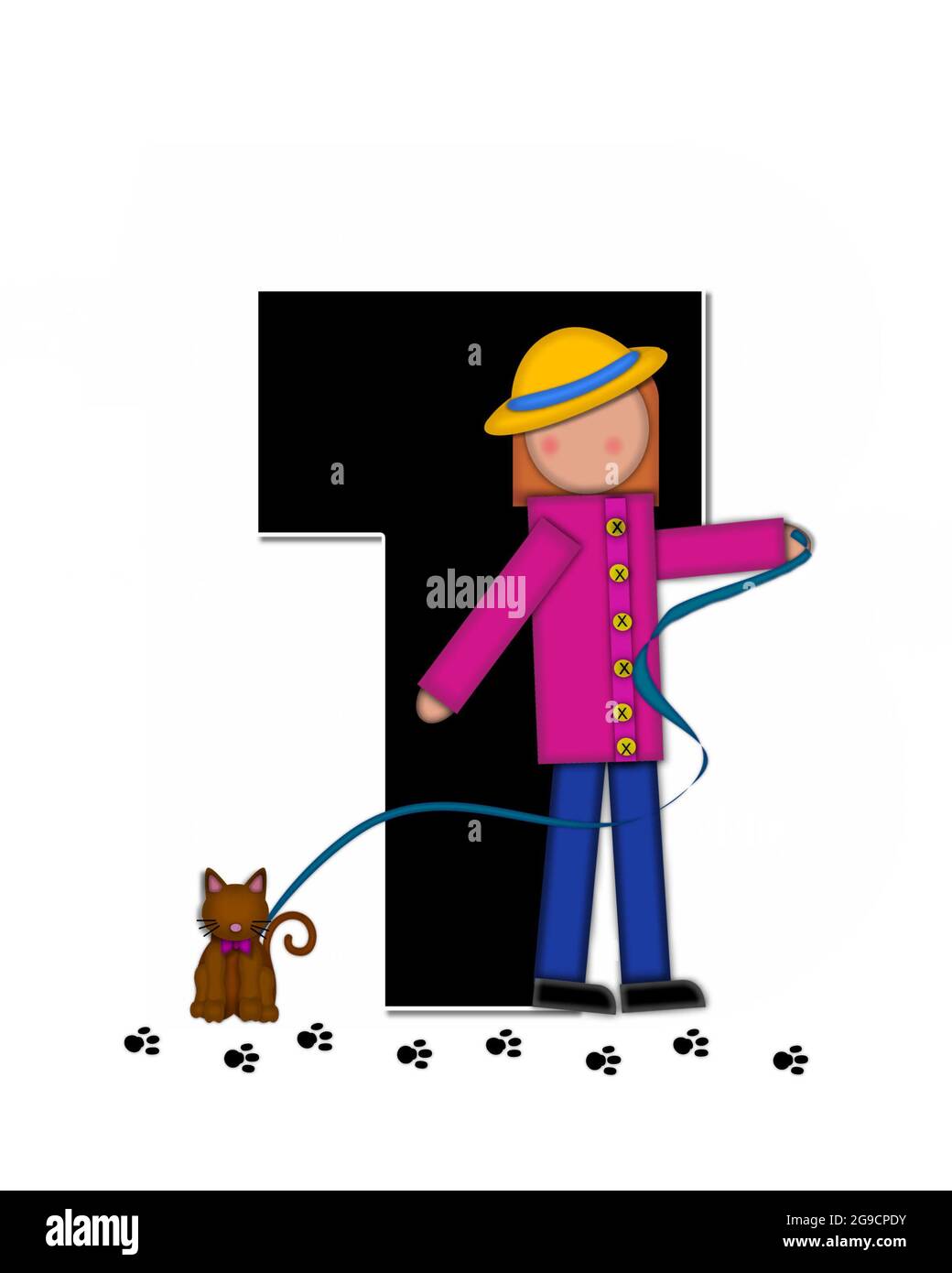 The letter T, in alphabet set "Children My Pets" is black. Letters are ...