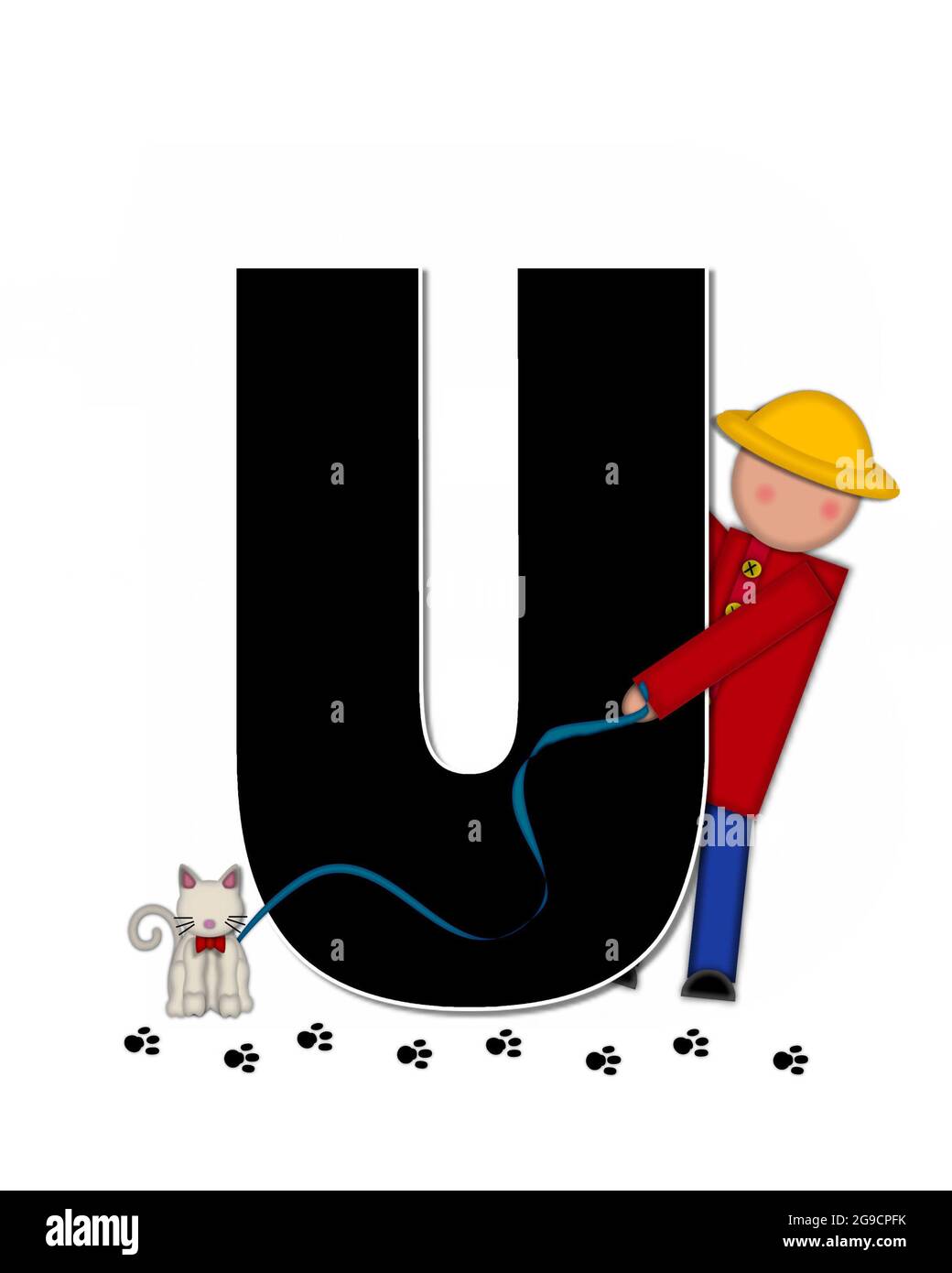 The letter U, in alphabet set "Children My Pets" is black. Letters are ...