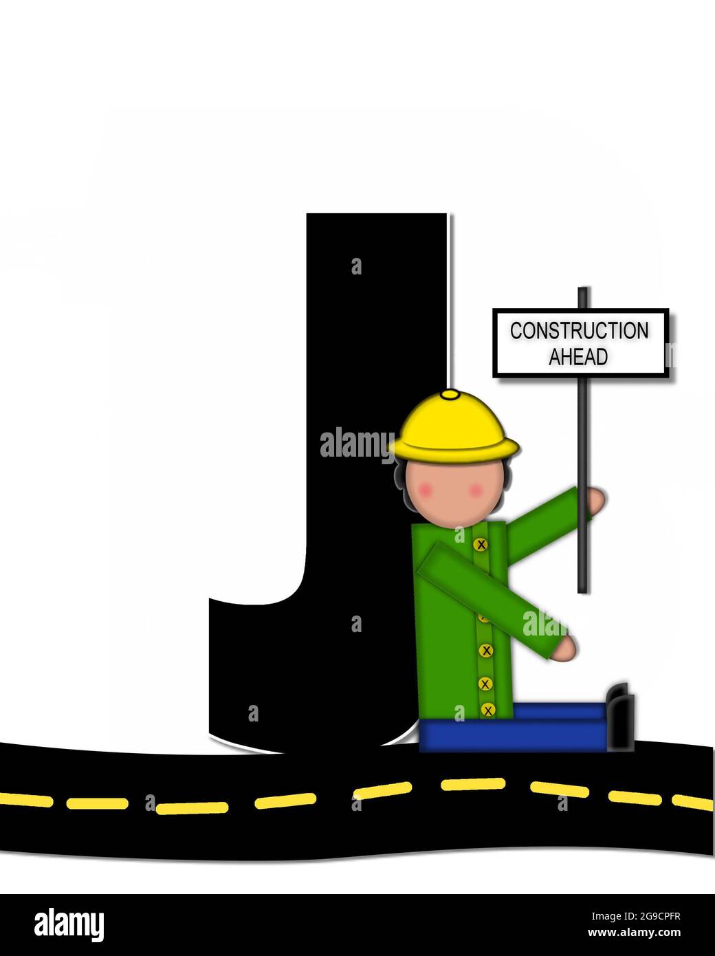 The letter J, in the alphabet set "Children Highway Construction," is ...