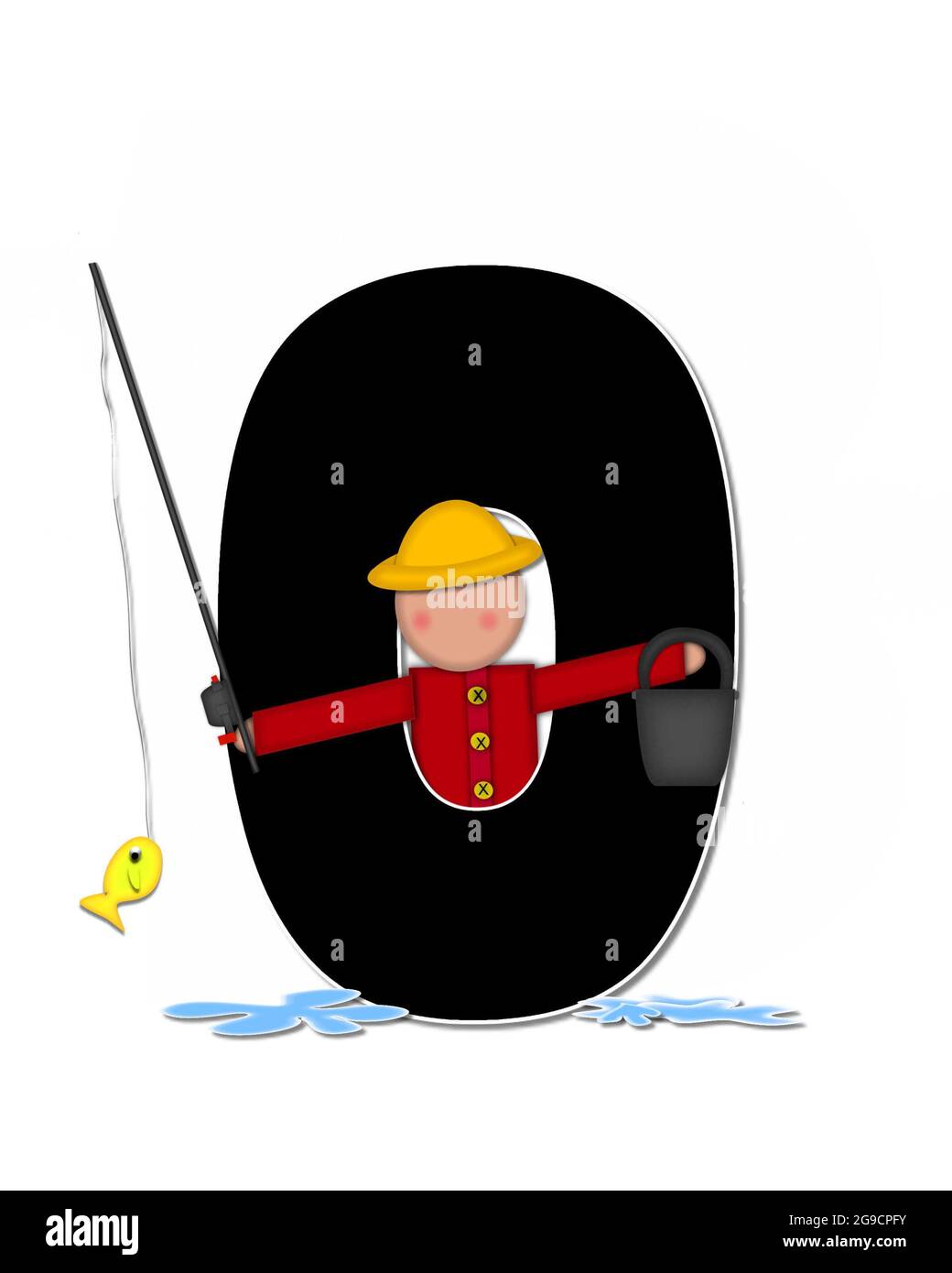 The letter O, in the alphabet set "Children Gone Fishing," is black ...