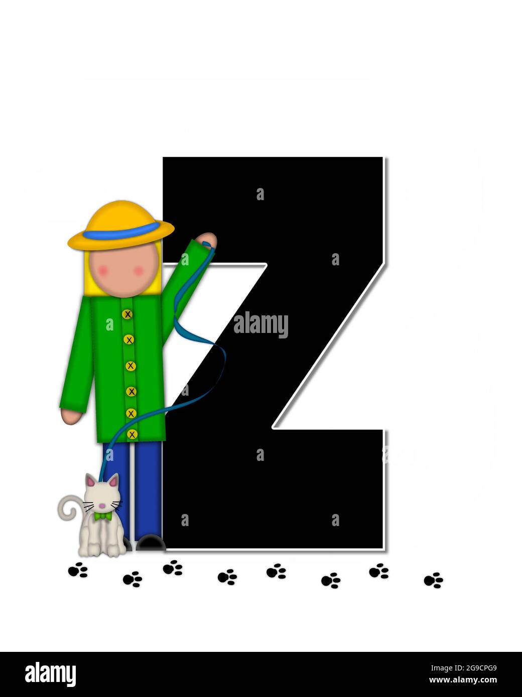 The letter Z, in alphabet set "Children My Pets" is black. Letters are ...