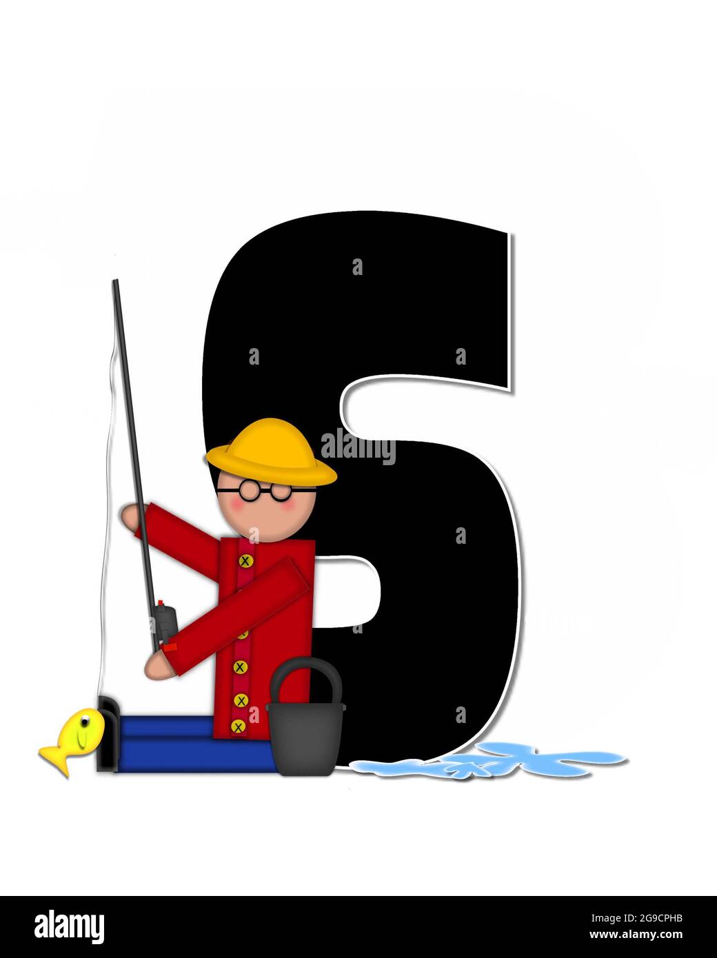 The letter S, in the alphabet set "Children Gone Fishing," is black ...