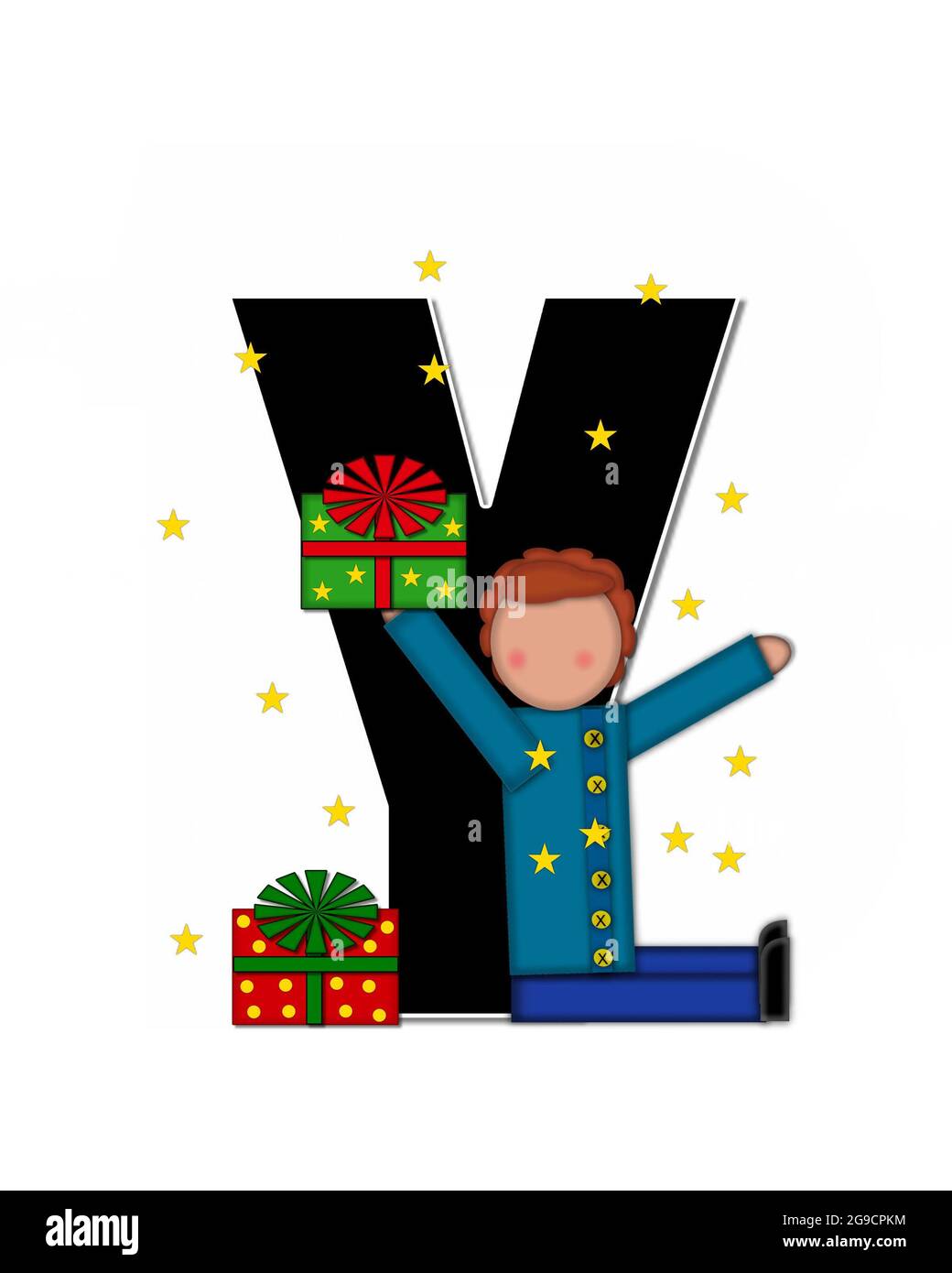 The letter Y, in the alphabet set "Children Christmas Gift" is black ...