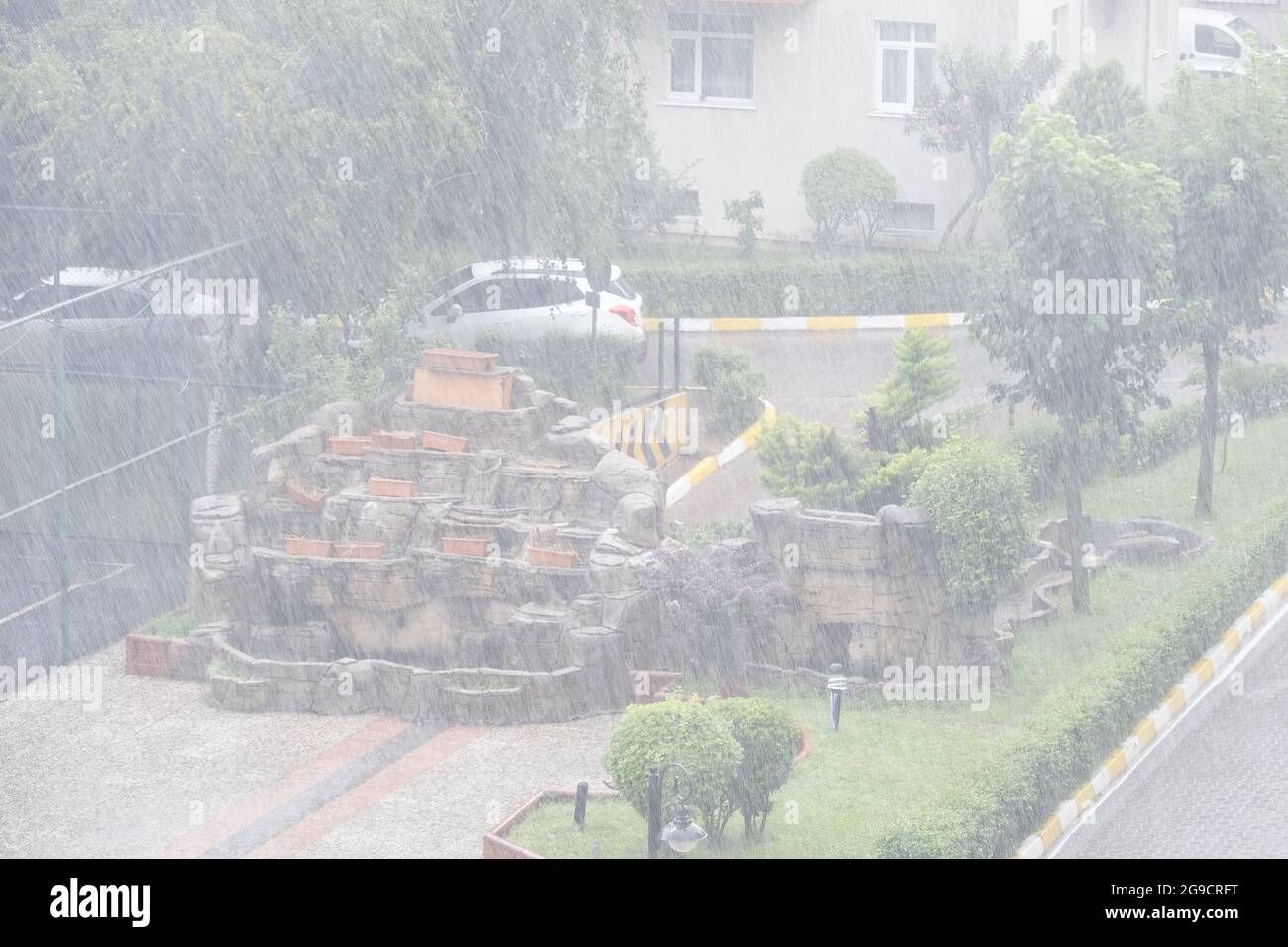Rainy day, sudden rain in summer Stock Photo - Alamy