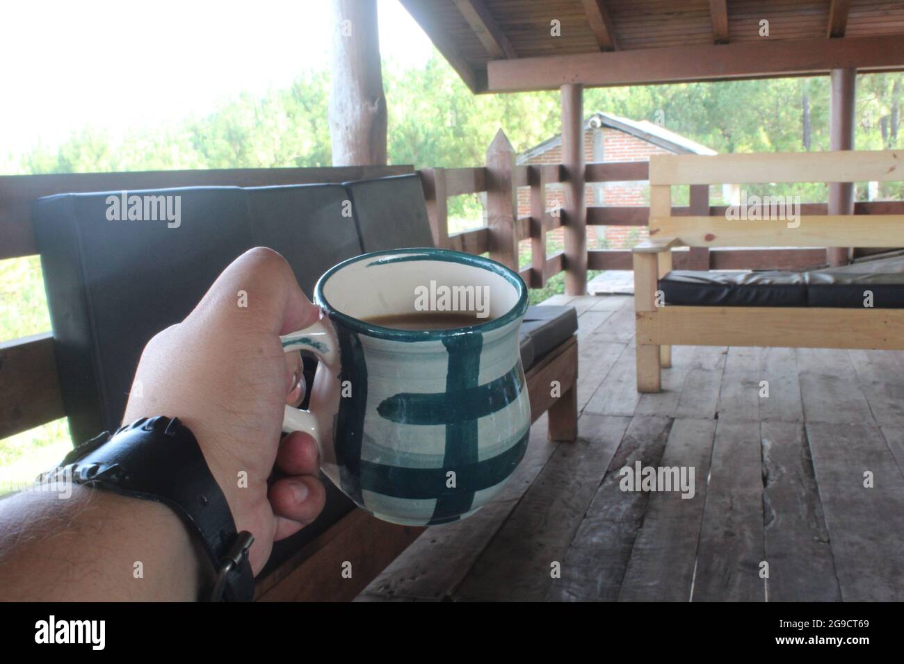A cup of coffee in a cabin Stock Photo - Alamy