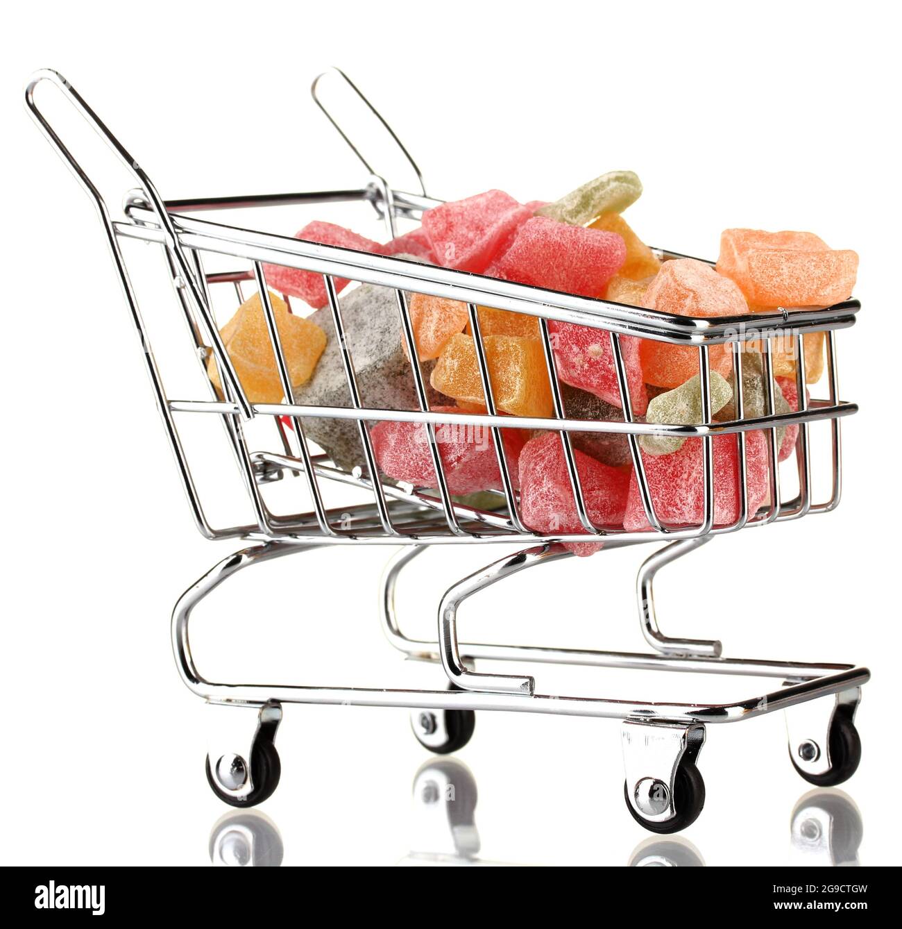 shopping trolley with jelly candies, isolated on white Stock Photo - Alamy