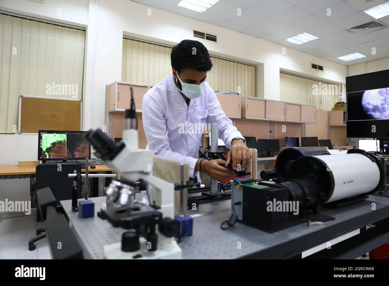 Cairo, Egypt. 25th July, 2021. An Egyptian engineer works at a ...