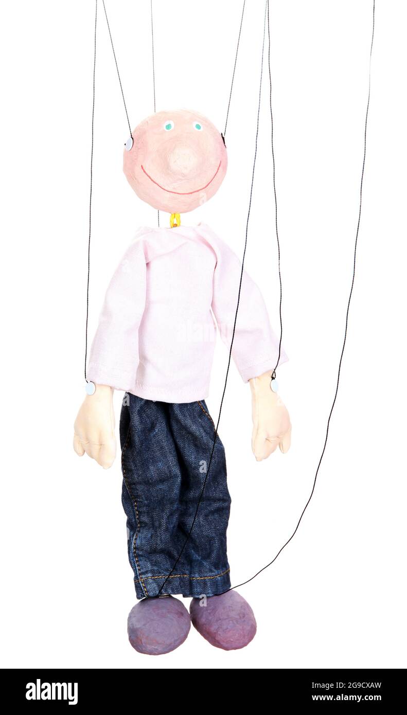 Wooden puppet isolated on white Stock Photo - Alamy