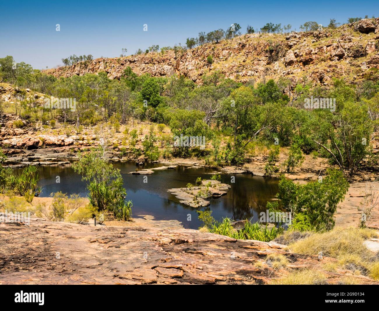 Shallow pool above Bell Gorge, Kimberley, Western Australia Stock Photo ...