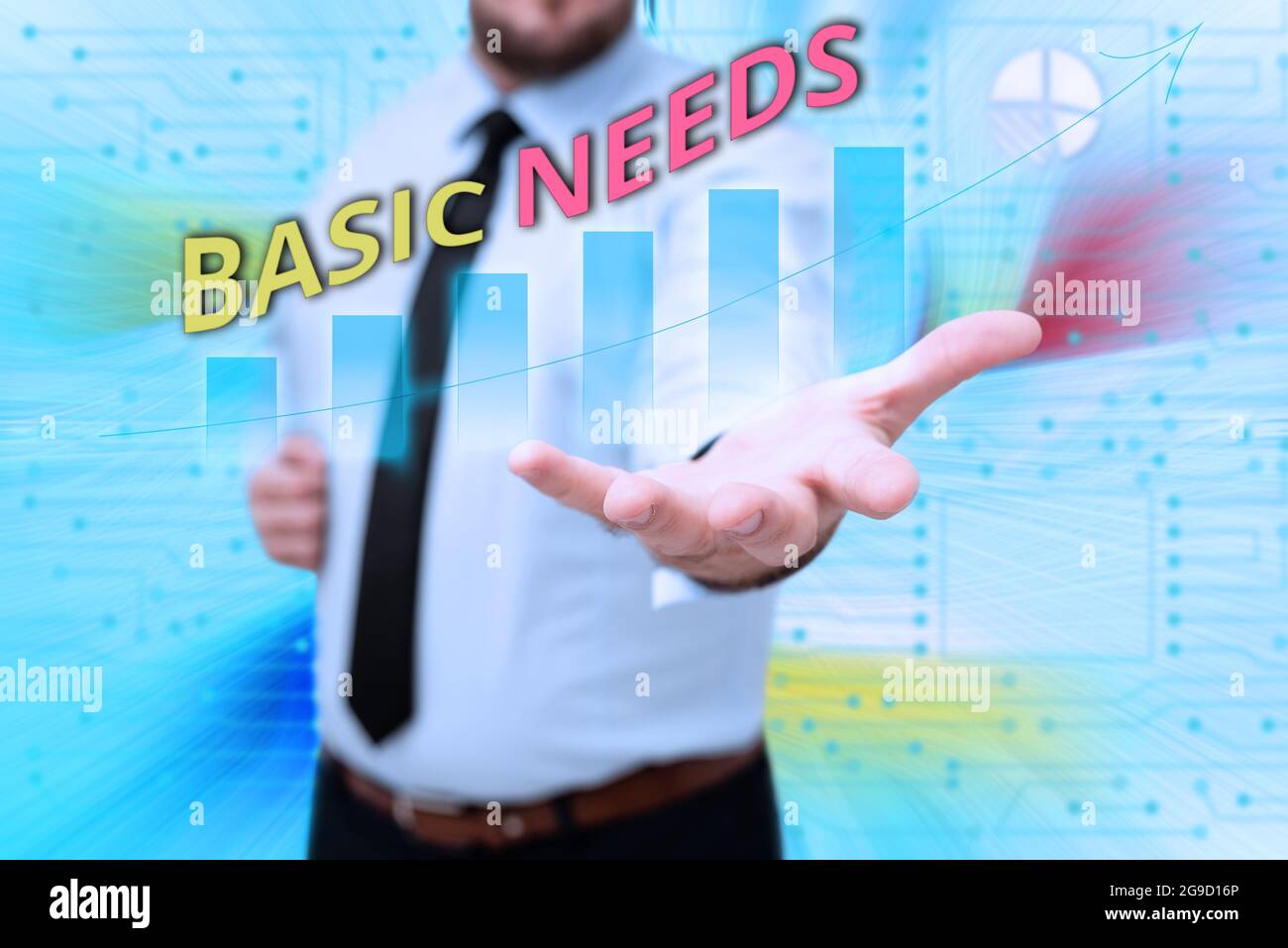 Hand writing sign Basic Needs. Business showcase necessary to sustain ...