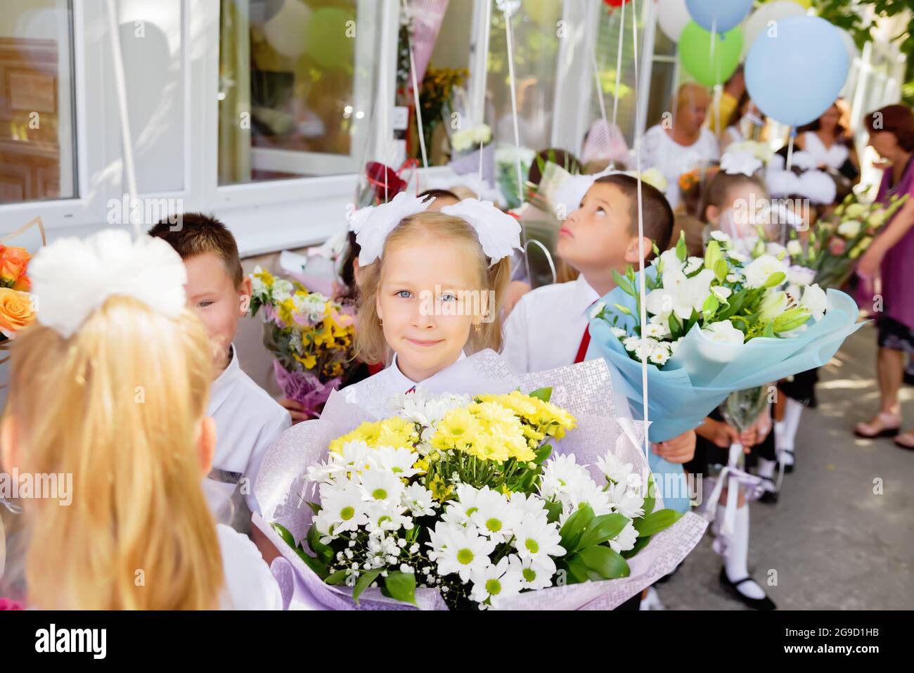 Kerch Russia - September 1, 2020 - children go to school, first bell ...