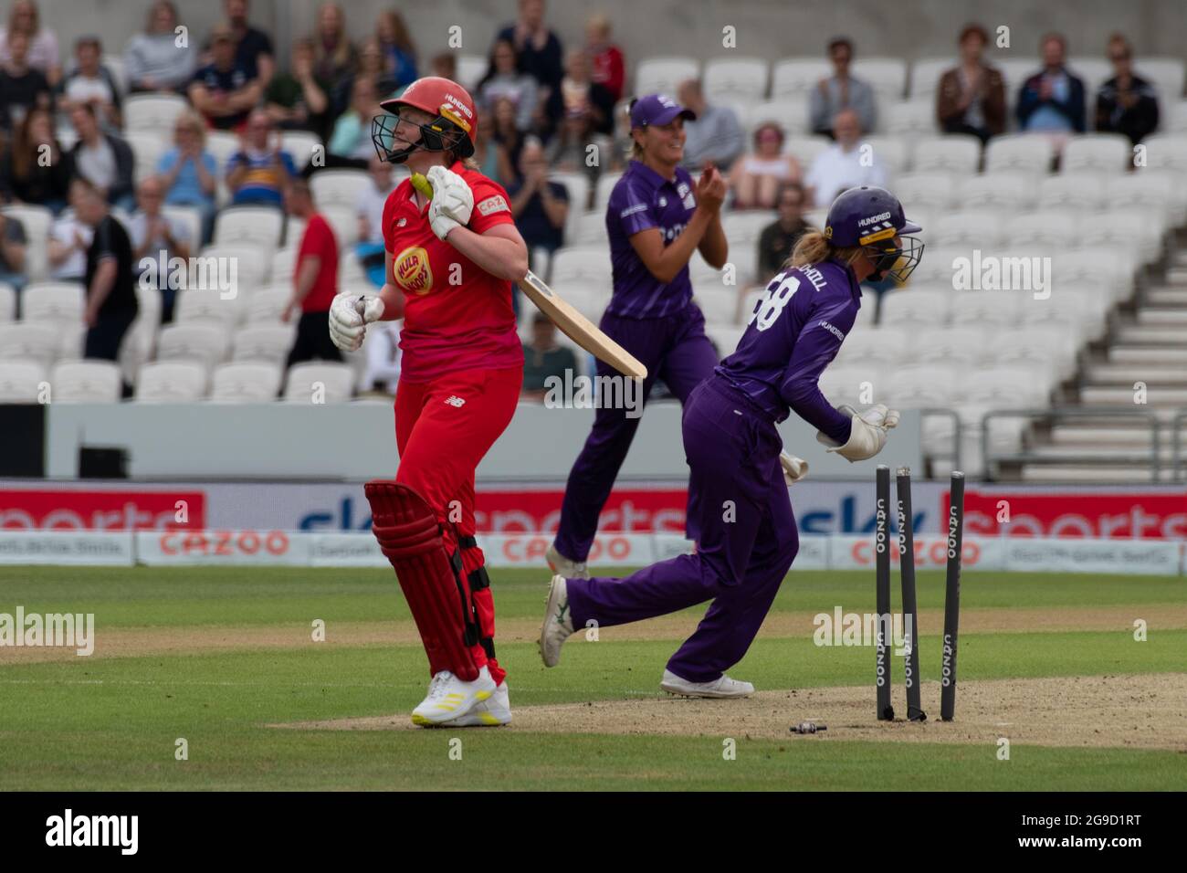 Leeds, England, 24 July 2021. Alice Macleod of Welsh Fire leaving the ...